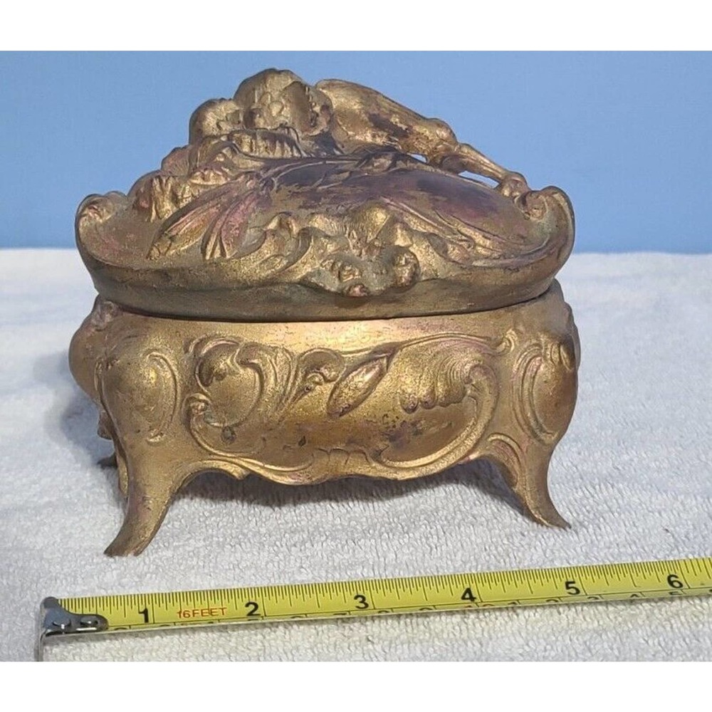 1900s Vintage Antique Bronze Jewelry Casket 1201 / Ar… - Gem